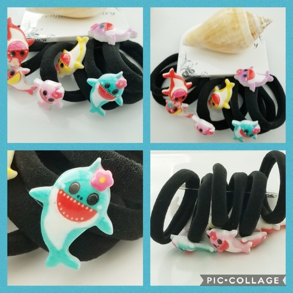 Accessories | Hair Elastic Bands Baby Shark Bundel New | Poshmark